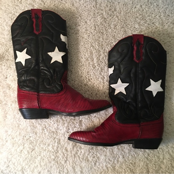Mainframe | Shoes | Mainframe Leather White Star Cowgirl Cowboy Boots ...